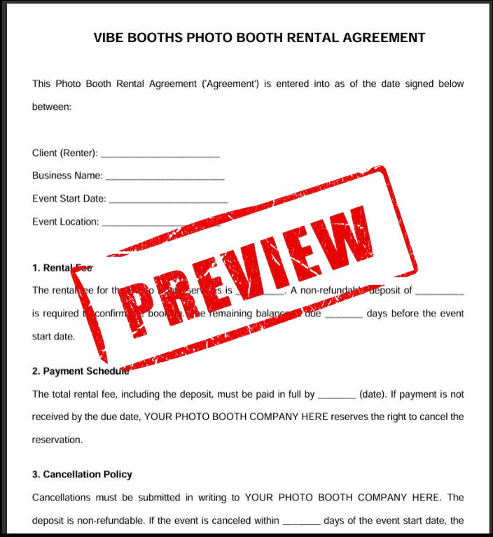 PHOTO BOOTH RENTAL CONTRACT – VIBE BOOTHS